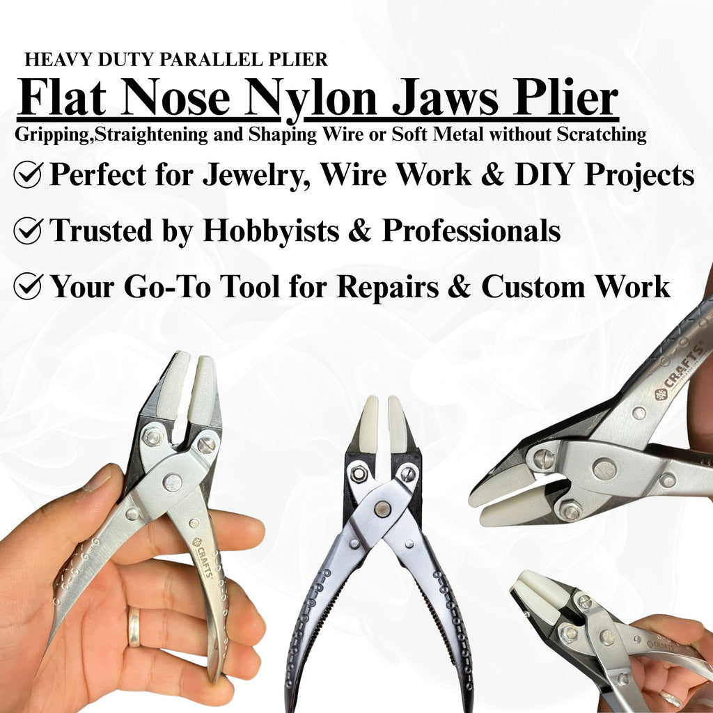 PARALLEL Action Flat Nose Nylon Jaws Pliers-Jewelry wire 140MM 5-1/2 H