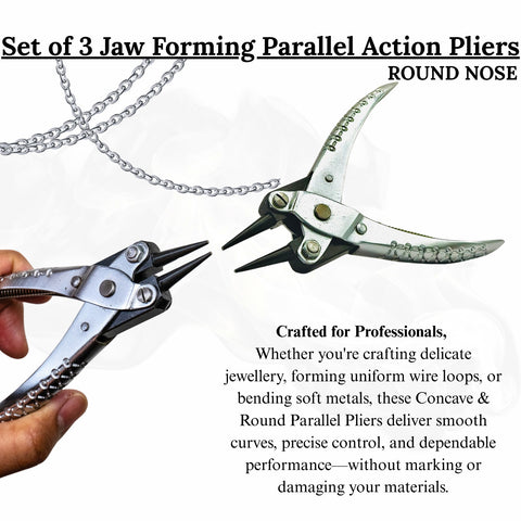 Parallel Action Jewelry Plier Set – Round Nose, Round Concave, Half Ro