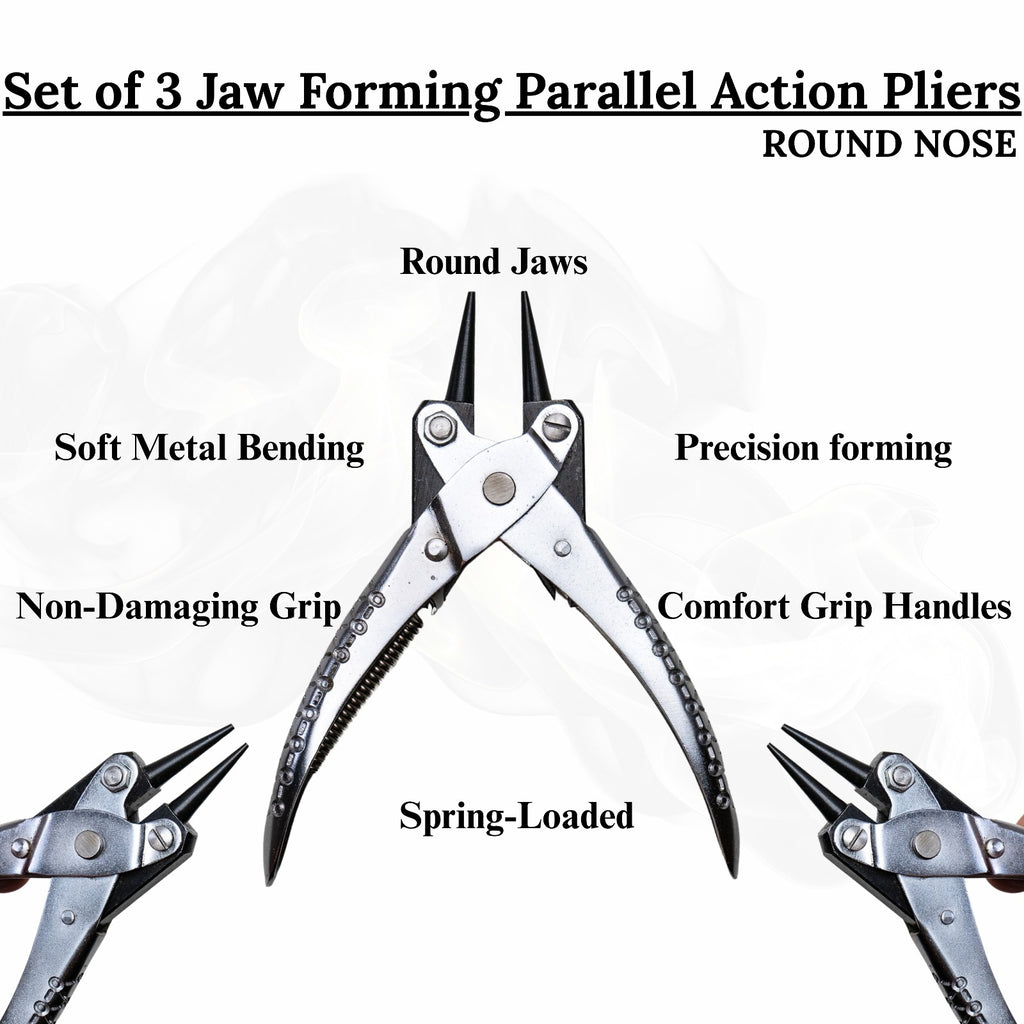 Parallel Action Jewelry Plier Set – Round Nose, Round Concave, Half Ro