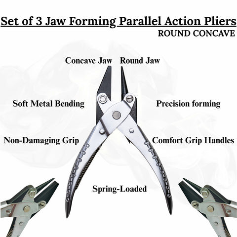 Parallel Action Jewelry Plier Set – Round Nose, Round Concave, Half Ro