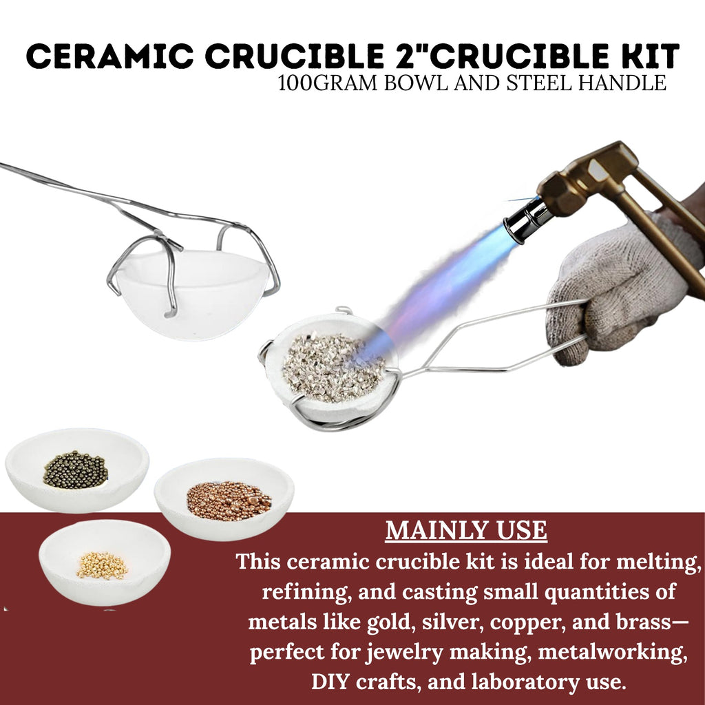 2A Mini Melting Ceramic Crucibles with Handle Tongs for Gold & Silver ...