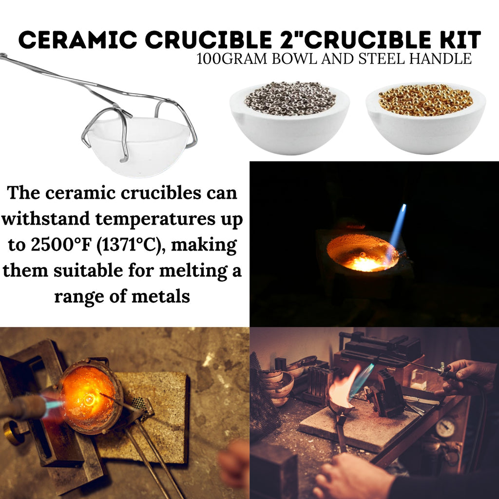 2A Mini Melting Ceramic Crucibles with Handle Tongs for Gold & Silver ...
