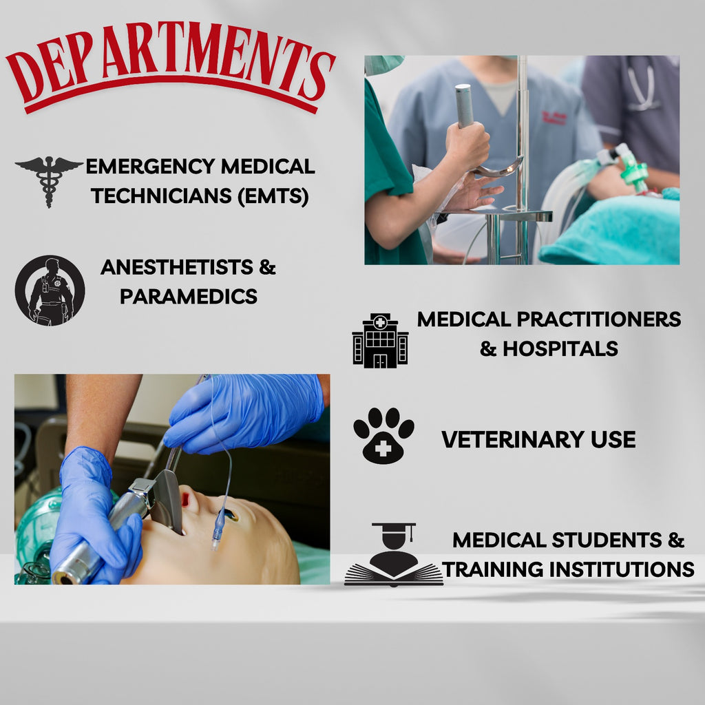 LARYNGOSCOPE LED MACINTOSH INTUBATION SET OF 4+ 1 HANDLE EMT ANESTHESI