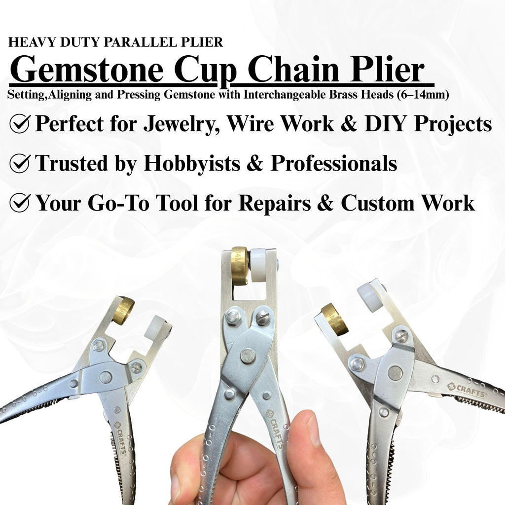Parallel Action Pliers for Gemstone Cup Chain – 5 Brass Heads (6–14mm)
