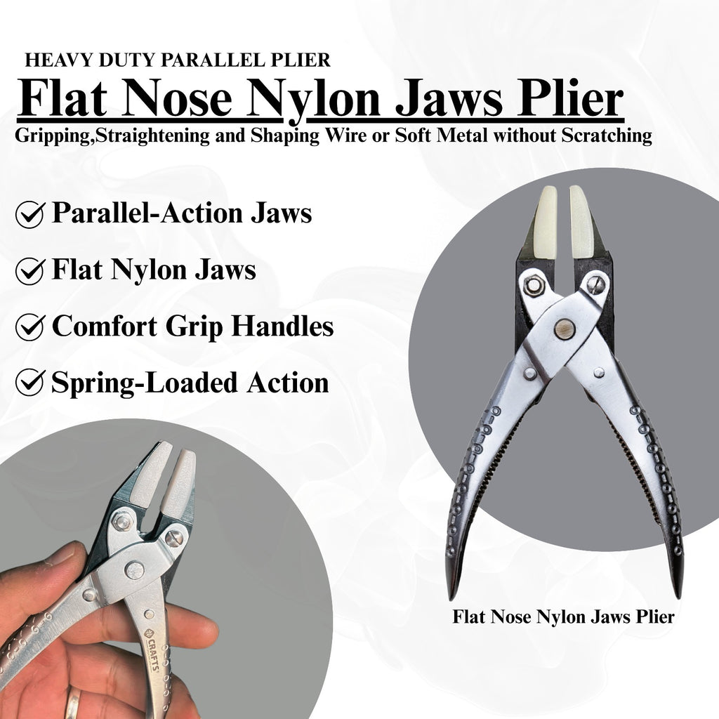 PARALLEL Action Flat Nose Nylon Jaws Pliers-Jewelry wire 140MM 5-1/2 H