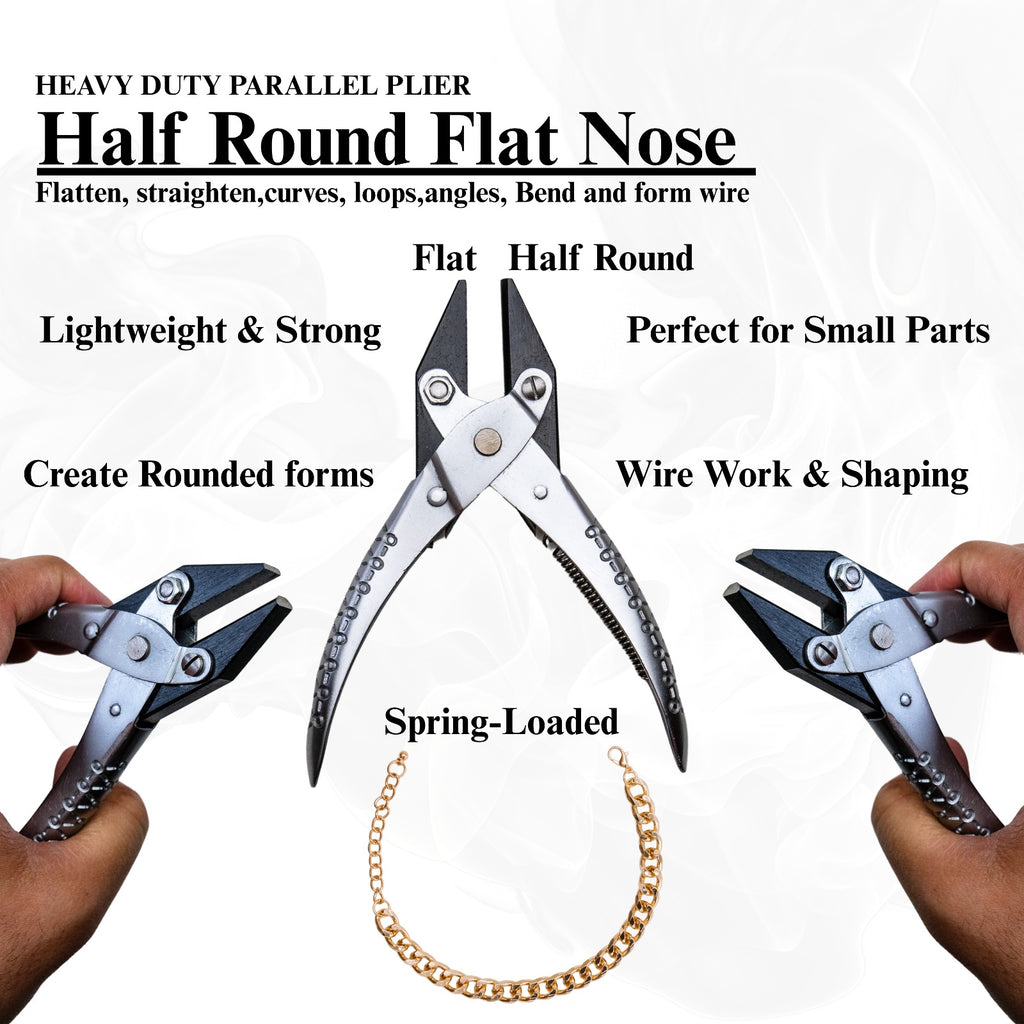 "Half Round Flat Nose Parallel Pliers – Jewelry Making, Wire Bending