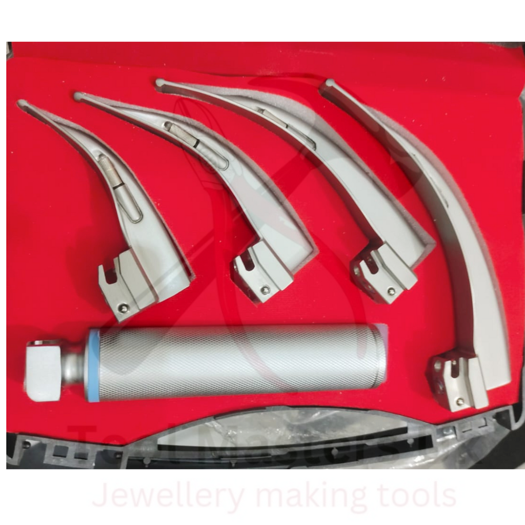 LARYNGOSCOPE LED MACINTOSH INTUBATION SET OF 4+ 1 HANDLE EMT ANESTHESI ...