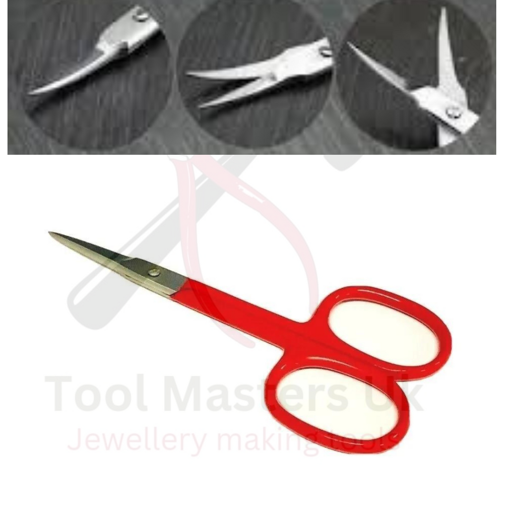 Red Cuticle Nail Curved Scissors with Super Sharp Arrow Point - Silver ...